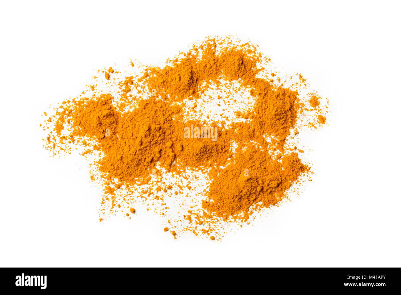 Curcuma ground powder isolated on white background, view from above ...