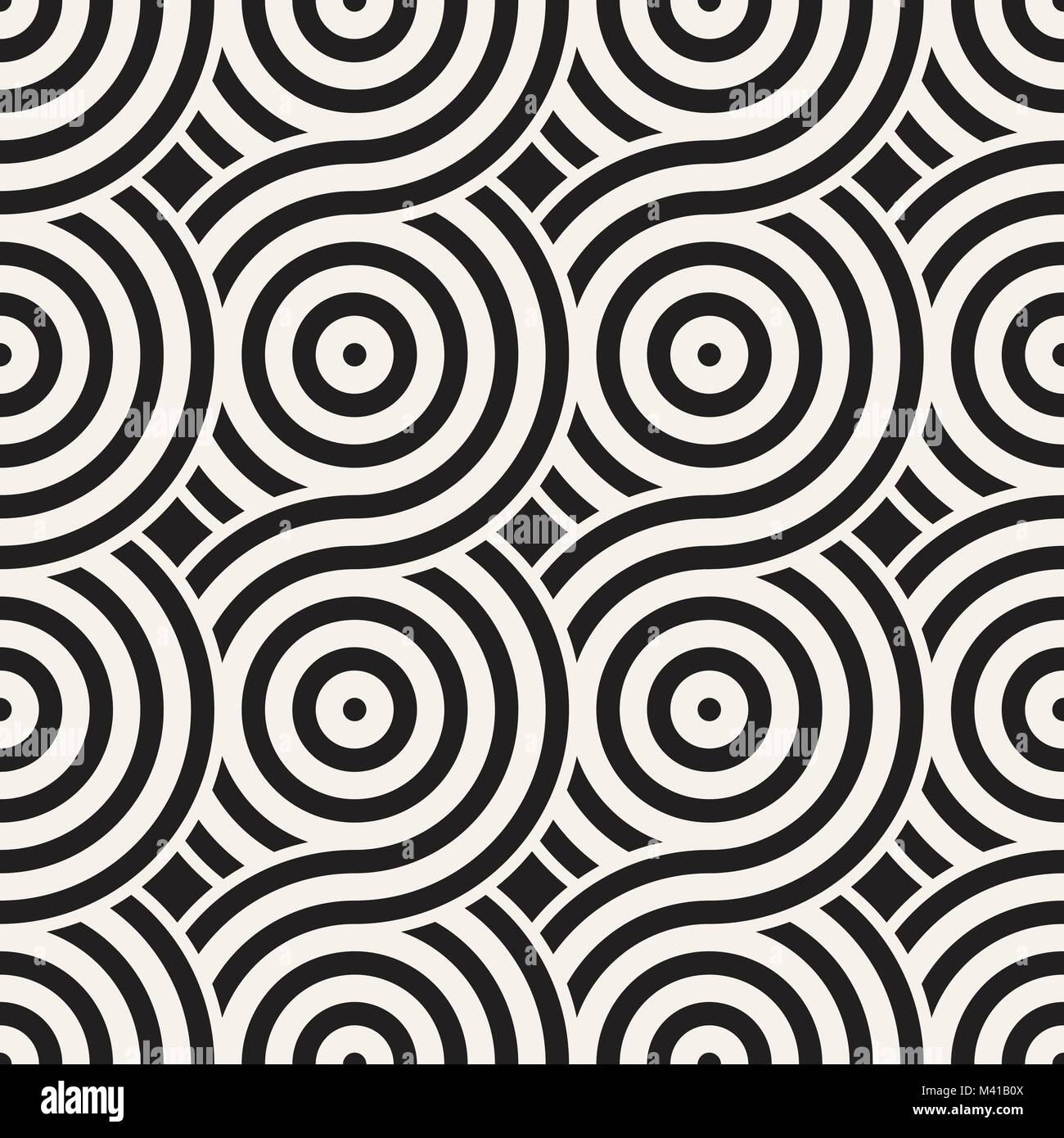 Vector seamless rounded lines texture. Modern geometric circular shape ...