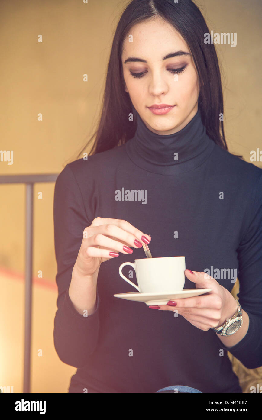 Beautiful woman enjoying tea hi-res stock photography and images - Alamy