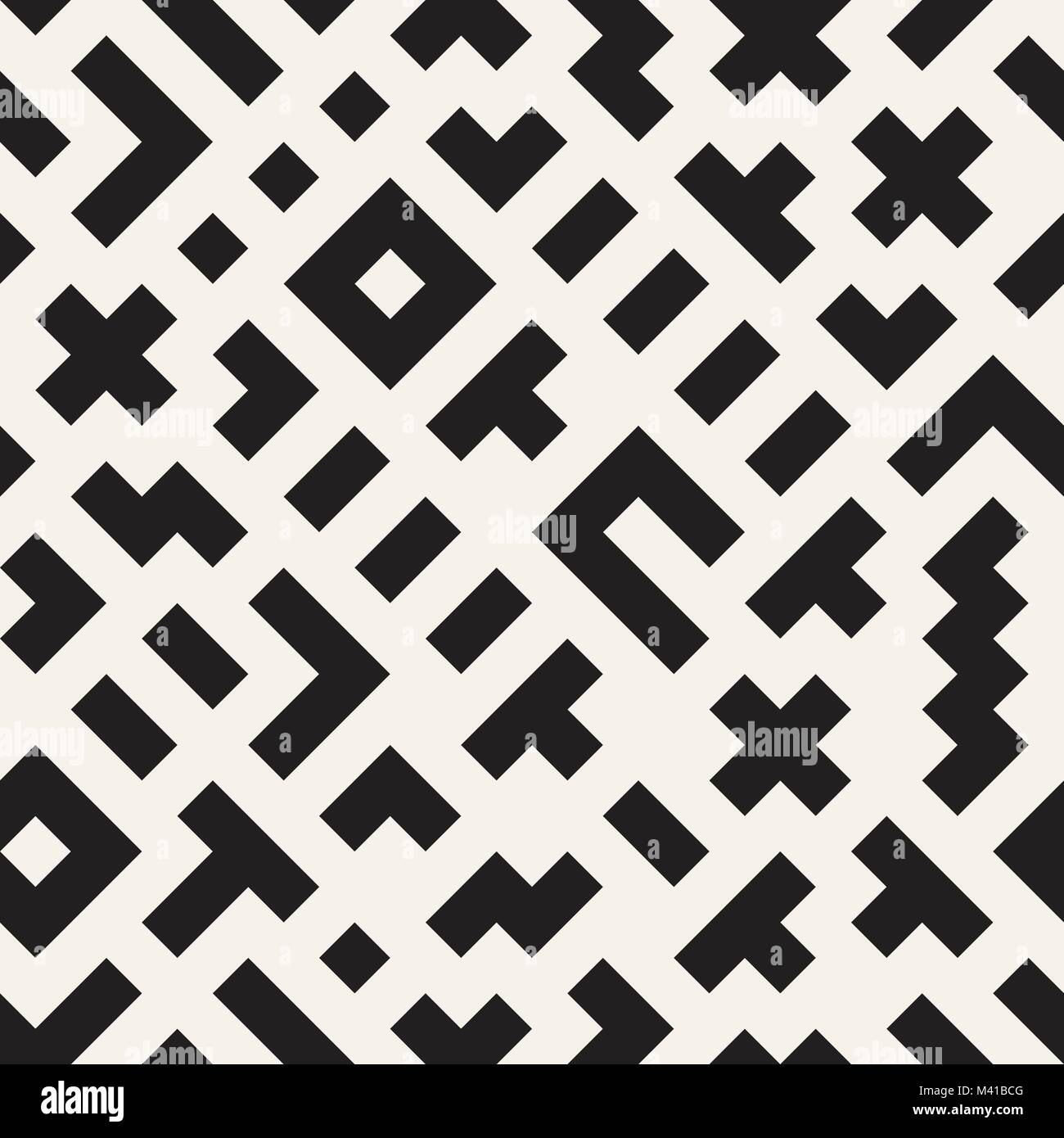 Seamless vector chaotic pattern. Randomly scattered geometric shapes ...