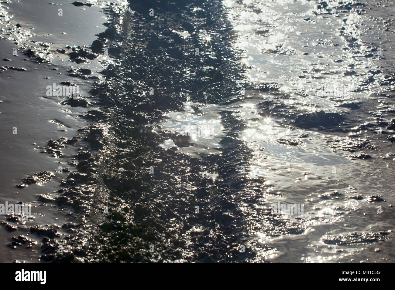 Logging road, dirt road, country road in winter. liquid mud in road ...