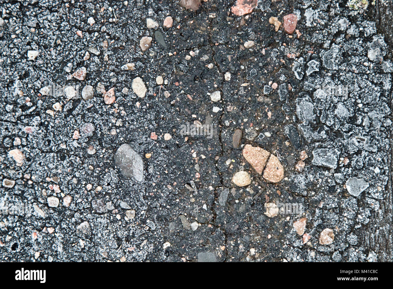 Ground frost, frozen ground, covered with frost. Macro, background ...