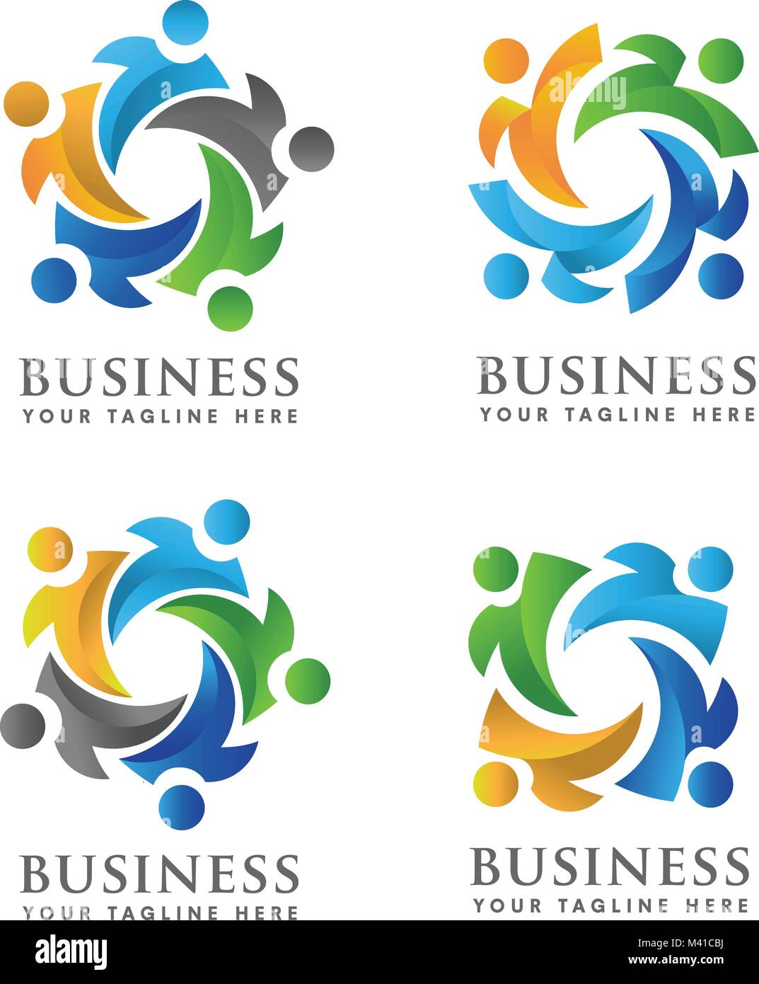 Illustration concept of people activity and community logo set ...