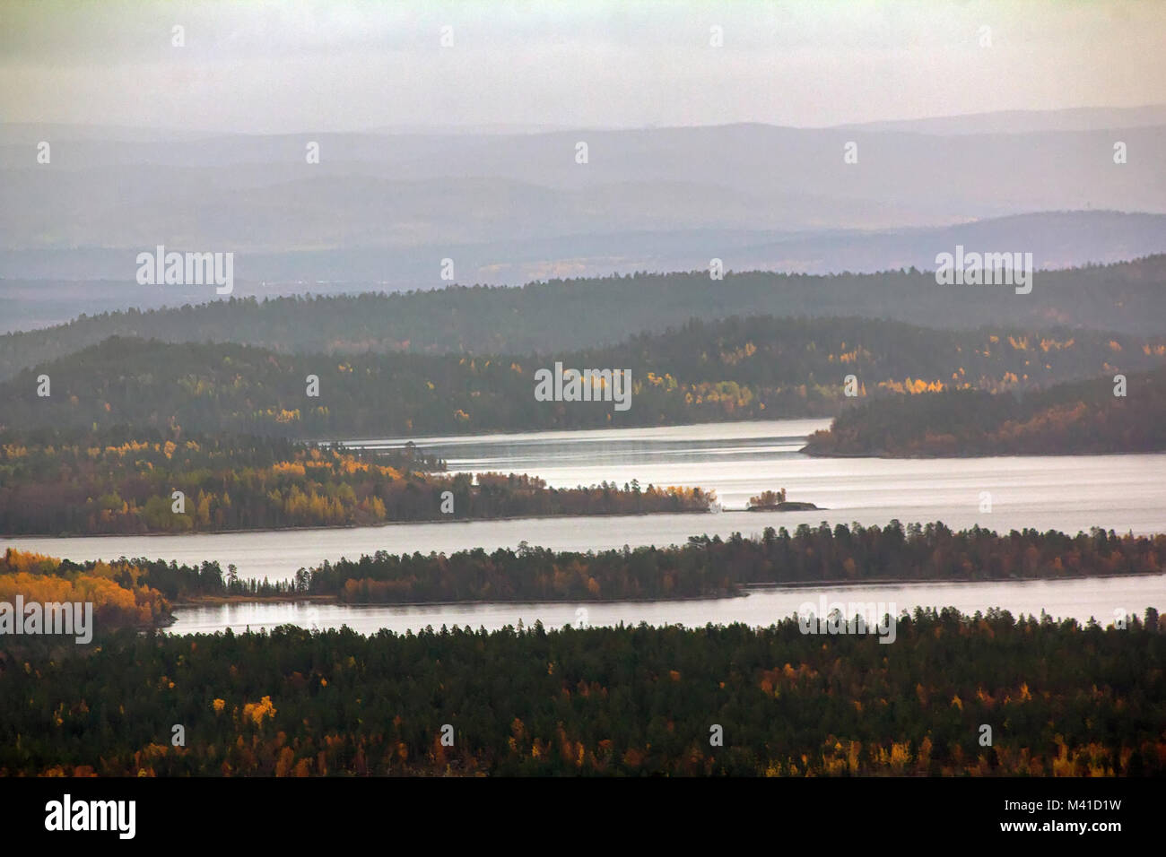 Lake district and vast Northern forests of East Russia. Great Bear ...