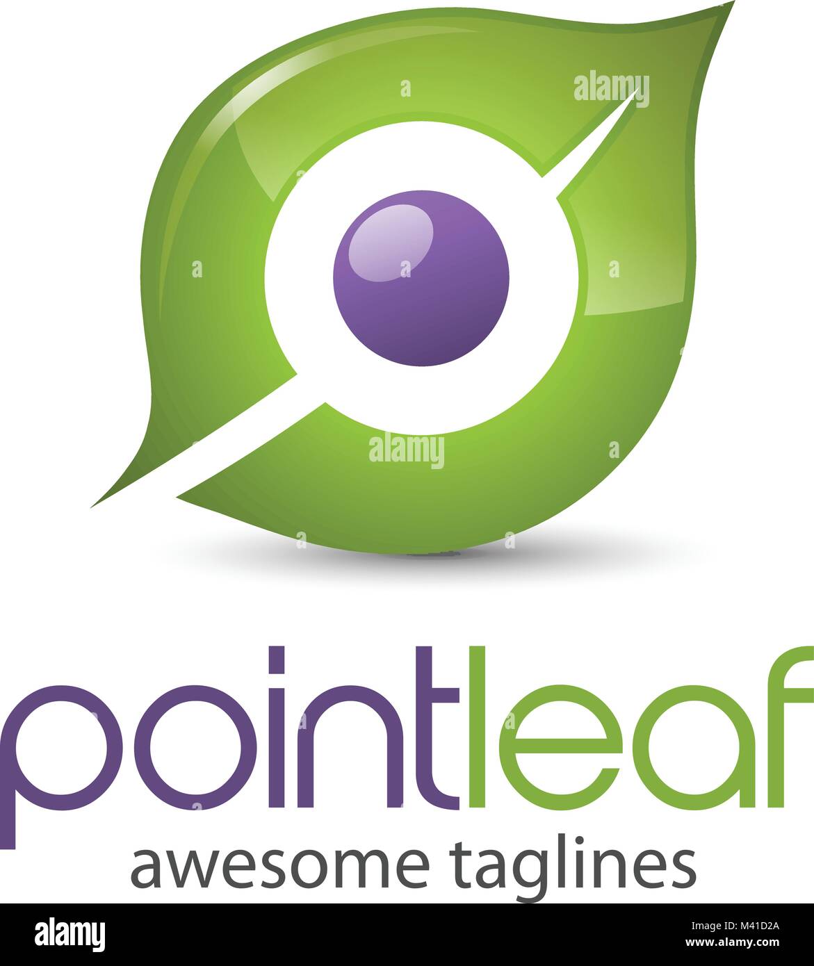 natural green leaf with circle on center logo vector Stock Vector Image ...