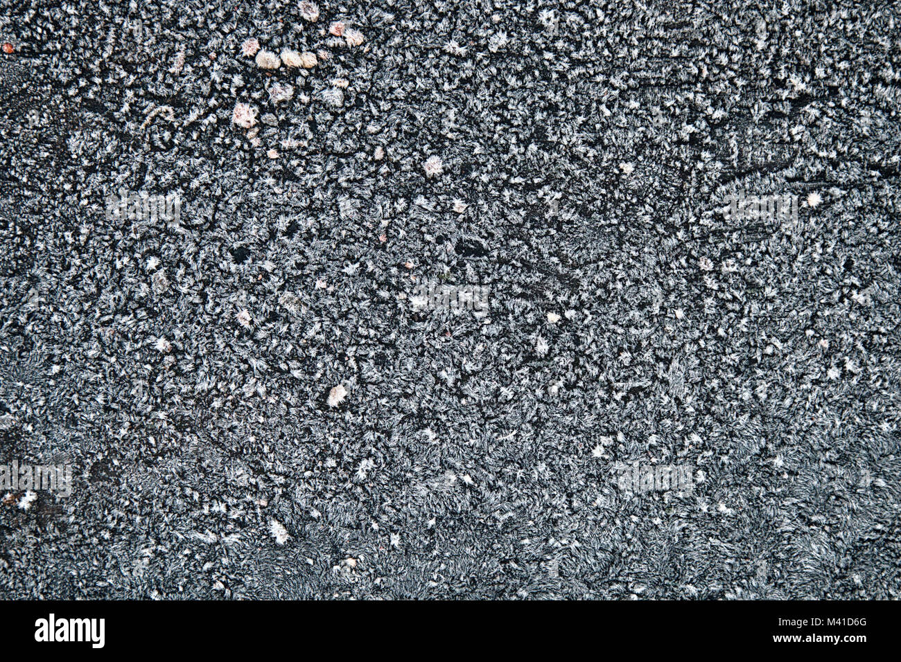 Ground frost, frozen ground, covered with frost. Macro, background ...