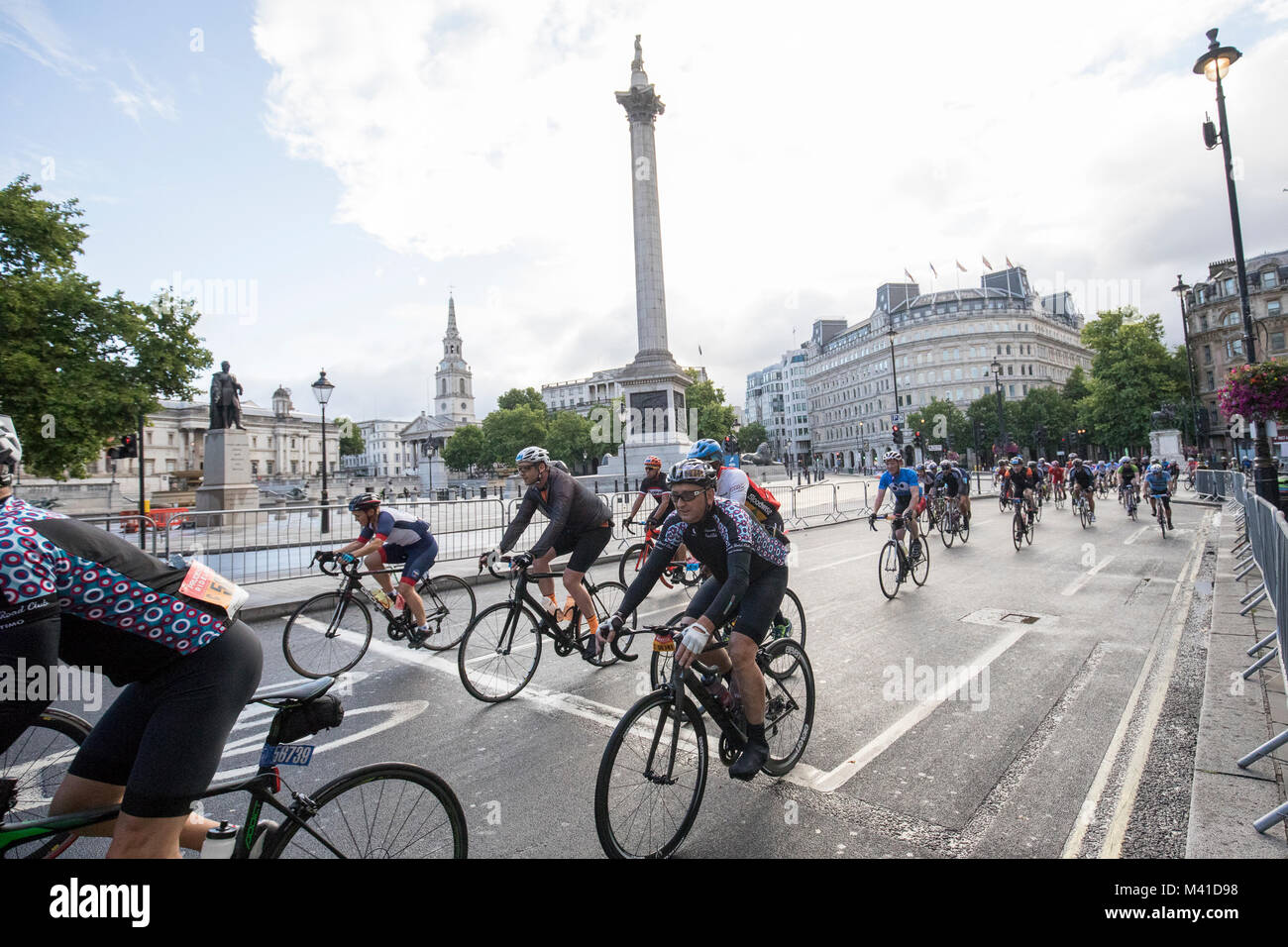 Ride London bike race - riders pass through central London towards the ...