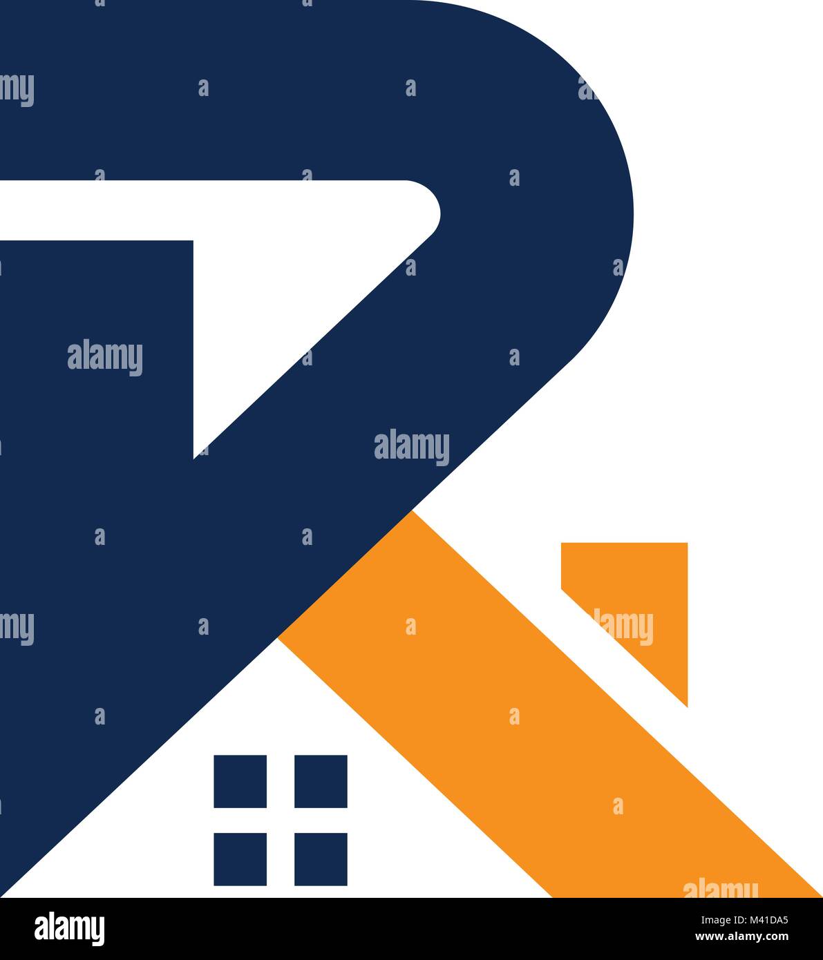 strong modern letter R with roofing style. real estate logo concept ...