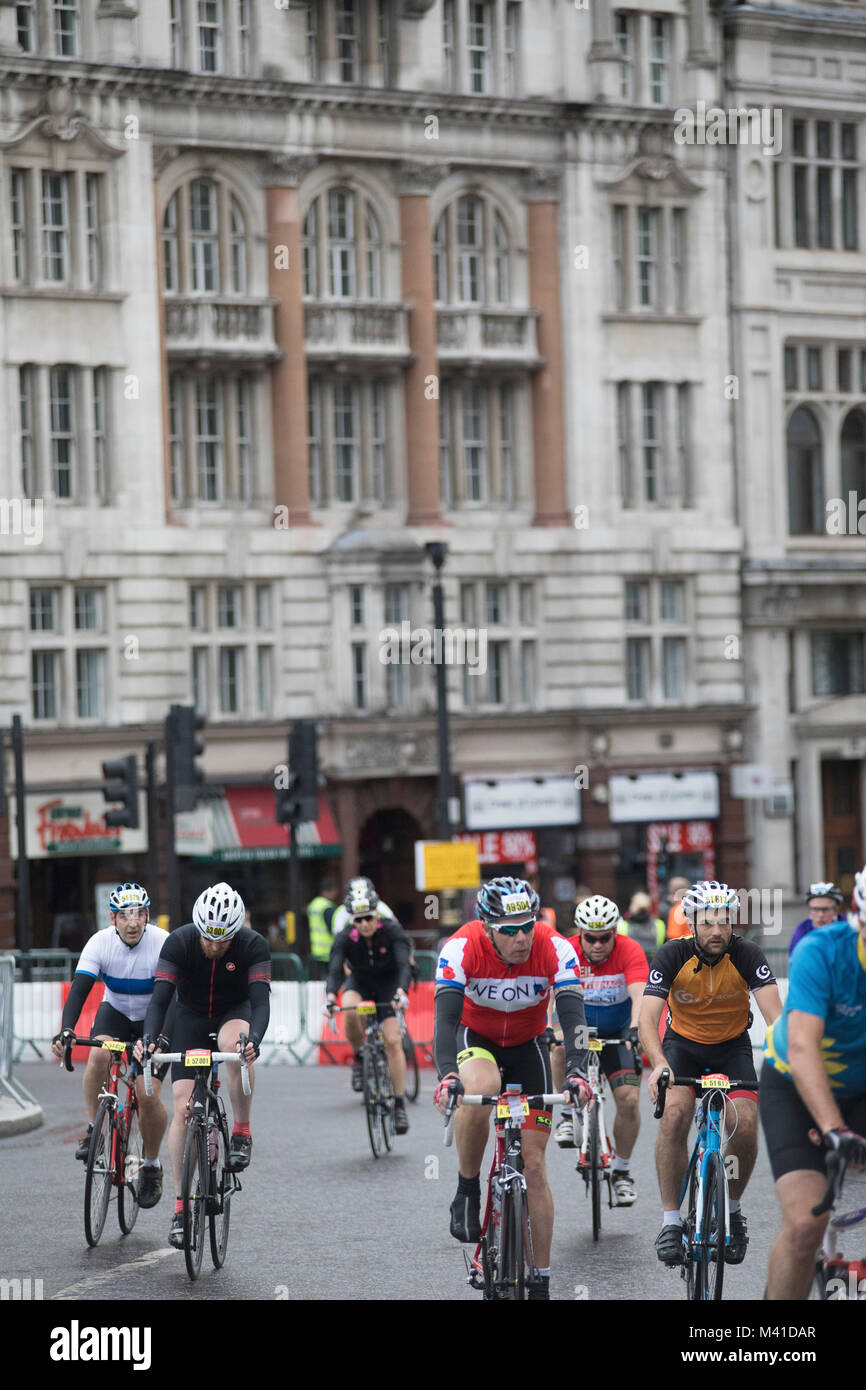 Ride London bike race - riders pass through central London towards the ...