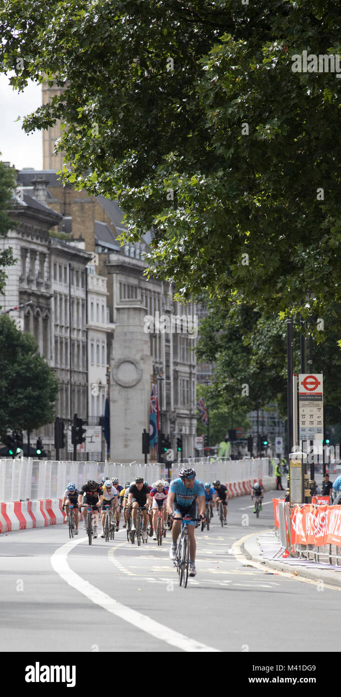 Ride London bike race - riders pass through central London towards the ...
