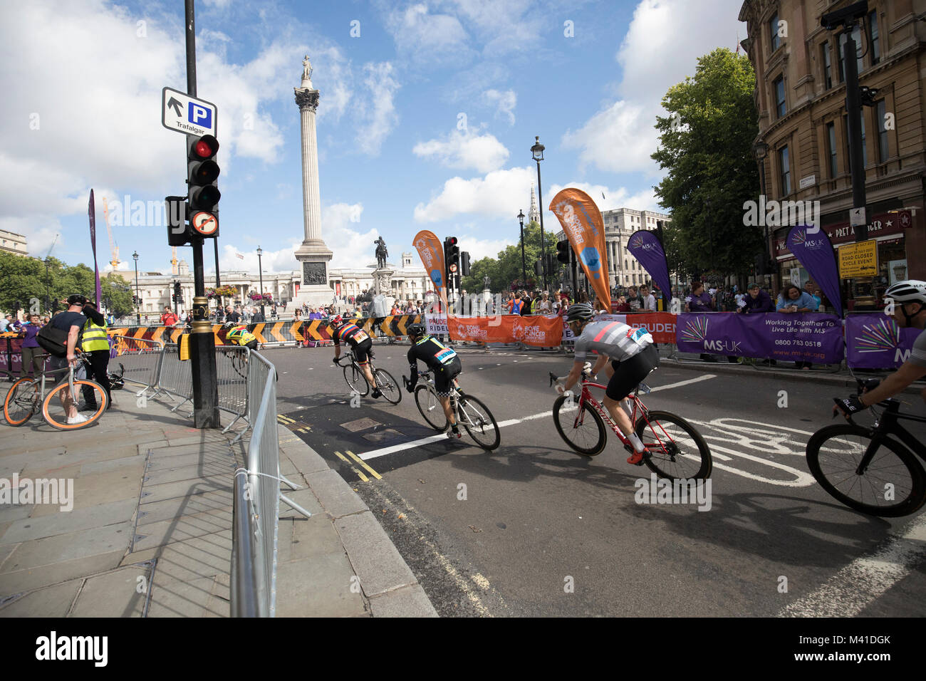 Ride London bike race - riders pass through central London towards the ...