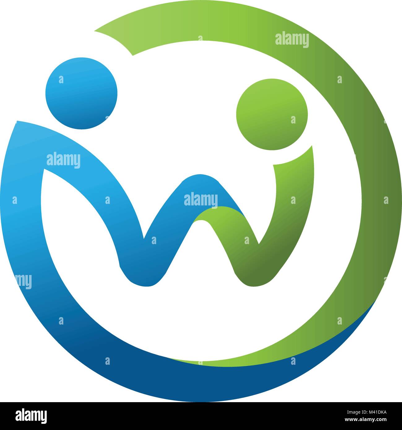 creative letter w as abstract people social figure,circle letter w as ...