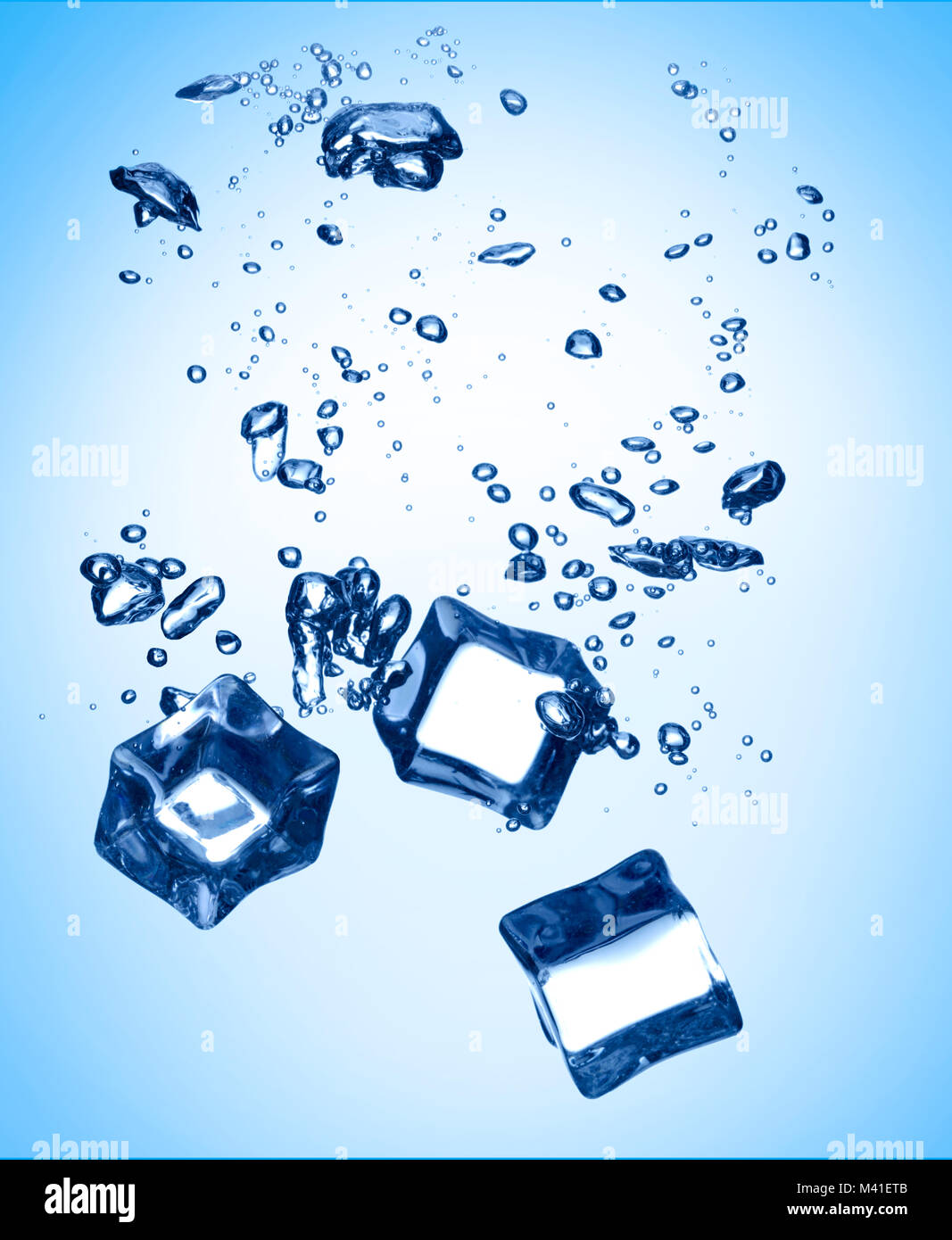 close up of ice cube splash in water on white background Stock Photo - Alamy