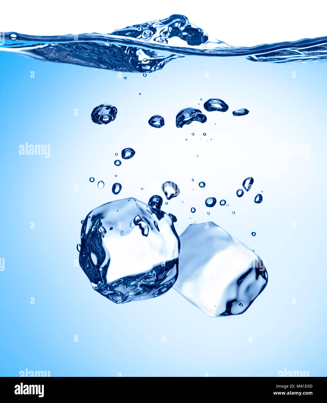 close up of ice cube splash in water on white background Stock Photo - Alamy