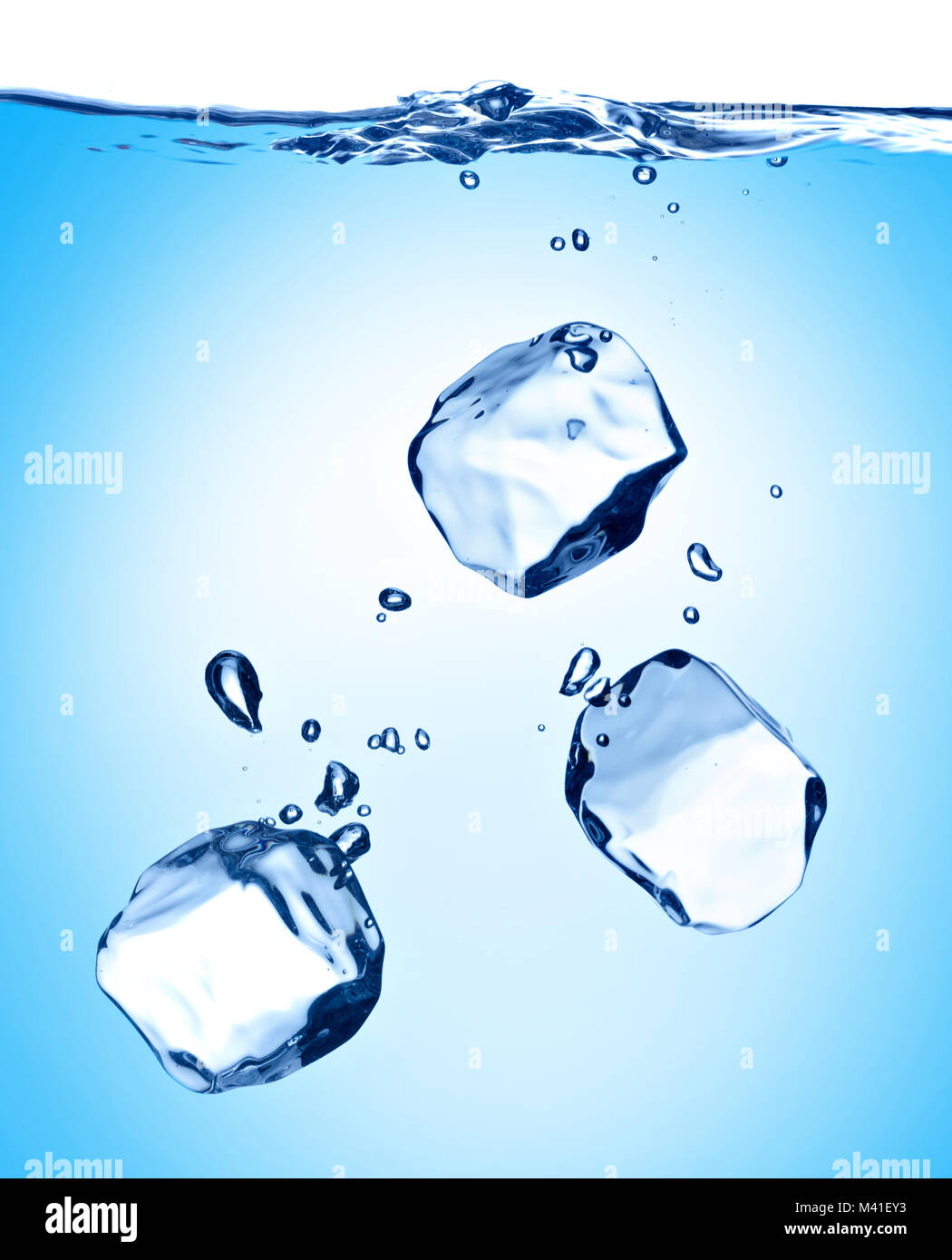 close up of ice cube splash in water on white background Stock Photo - Alamy