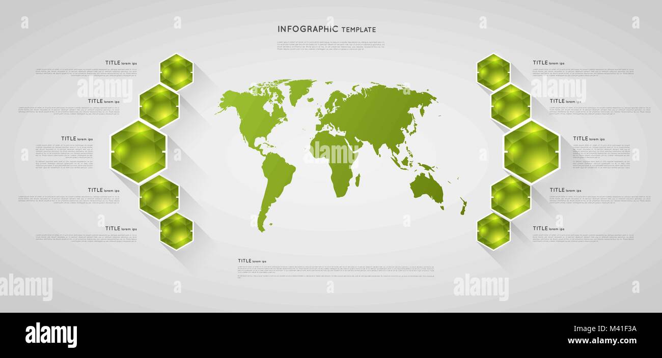 infographic map template with hexagon polygon crystals Stock Vector ...