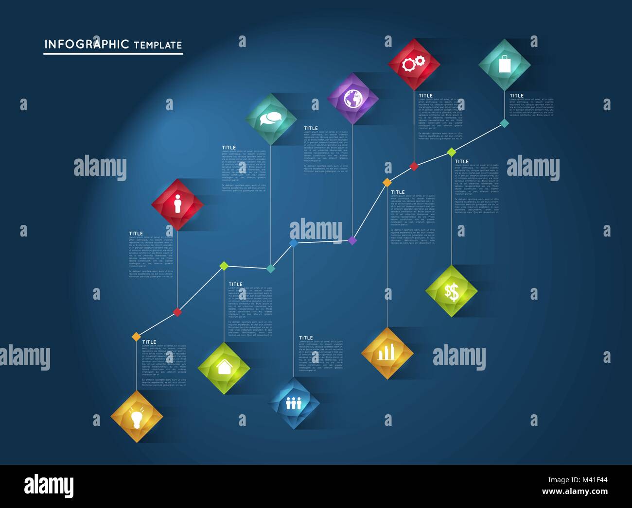 infographic template chart with colorful crystals and icons Stock ...