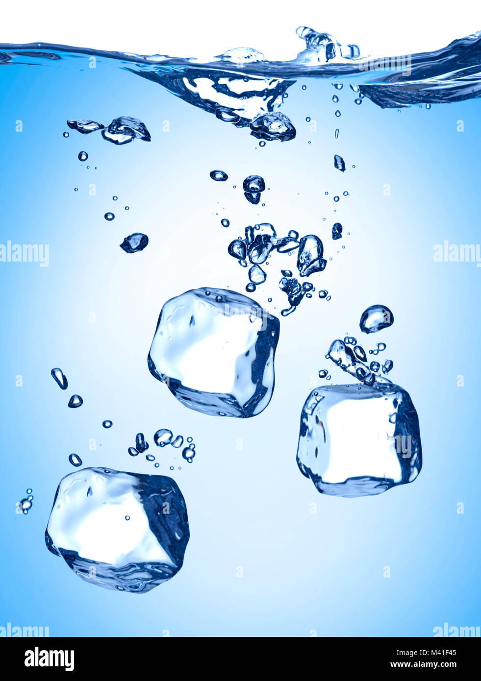 close up of ice cube splash in water on white background Stock Photo - Alamy