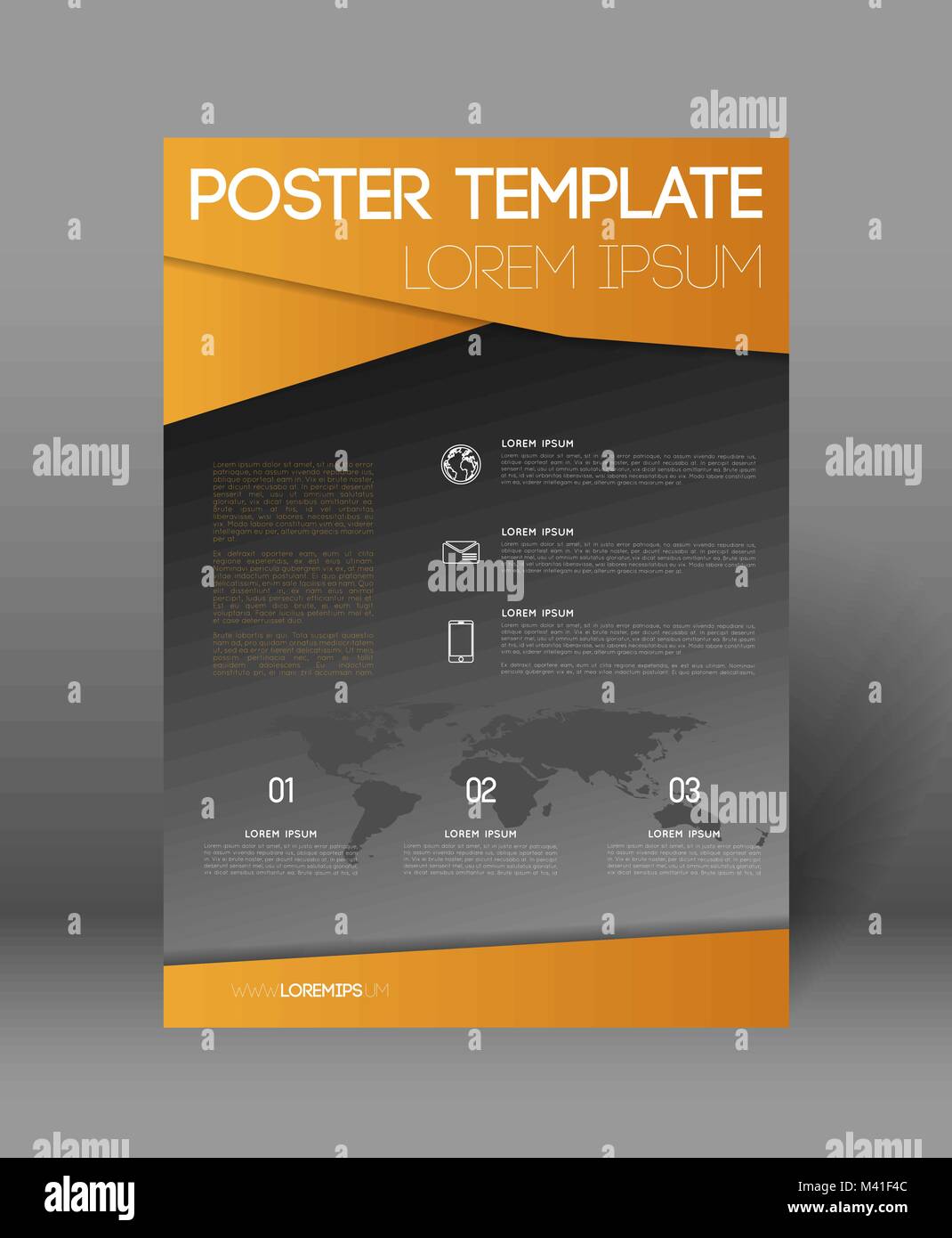 poster template design with world map and option steps, icons Stock ...