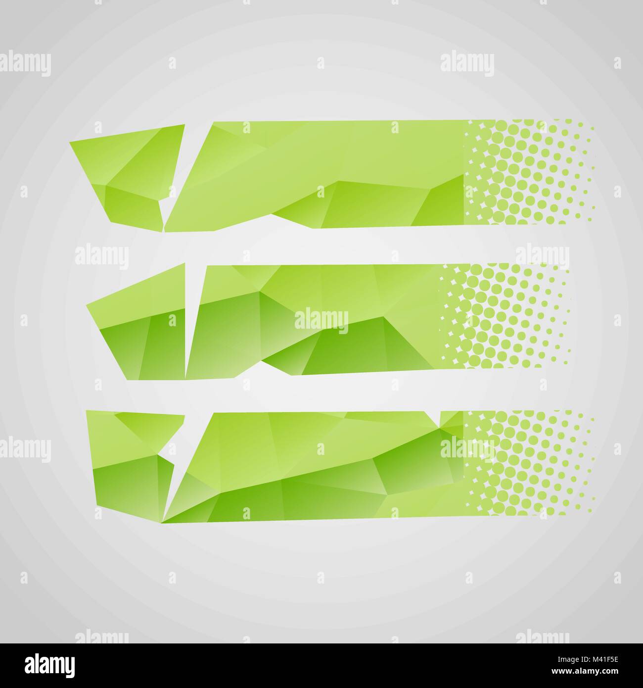 abstract crystal polygon banners, arrows with halftone effect Stock ...