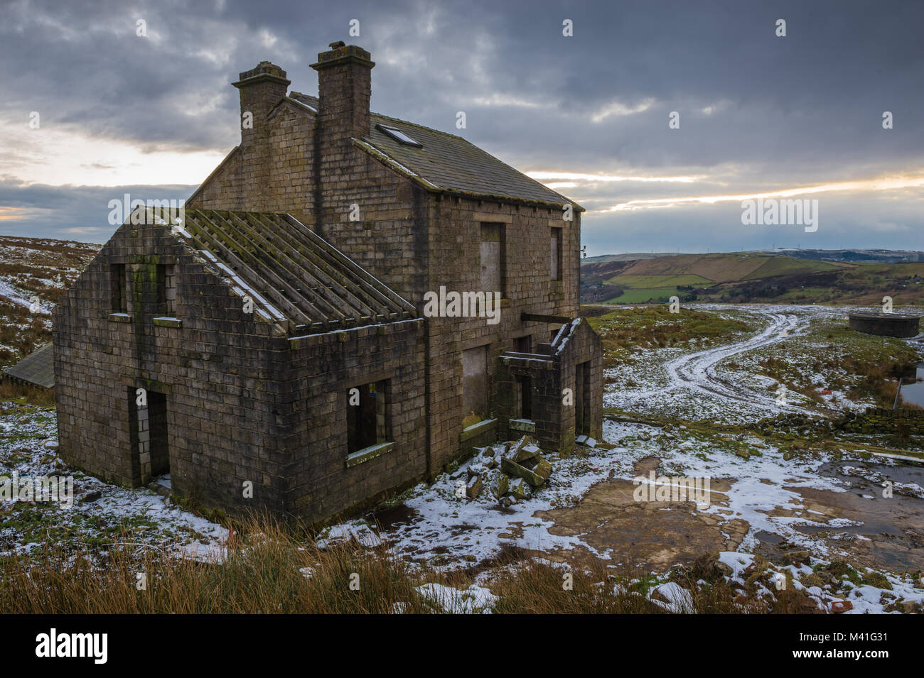 The abandoned farm house at the foot of Lower Knoll, Marsden Moor ...