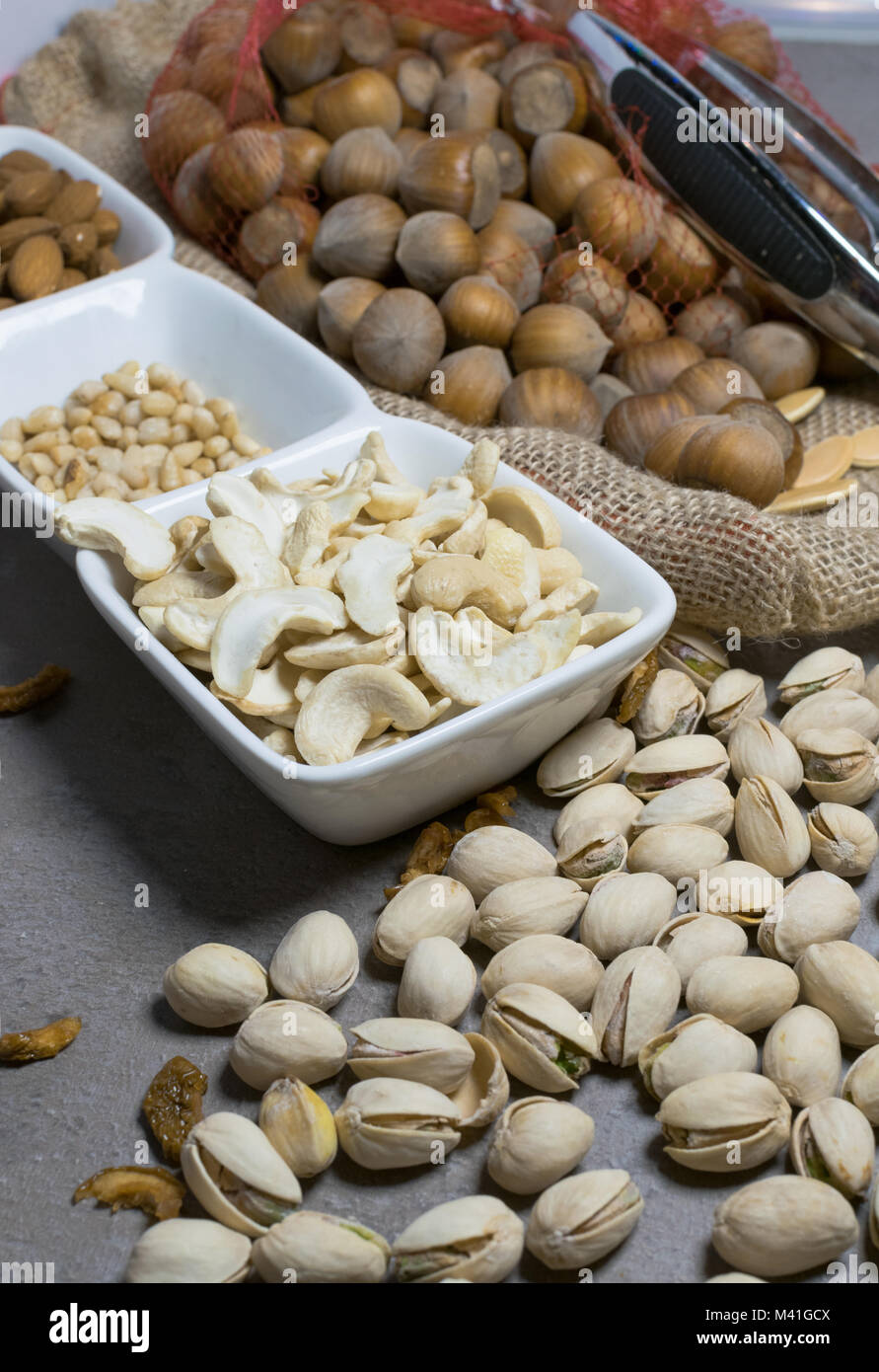 almond, indian nuts, hazelnut, pistachios cidoniaseeds cedar nuts with ...
