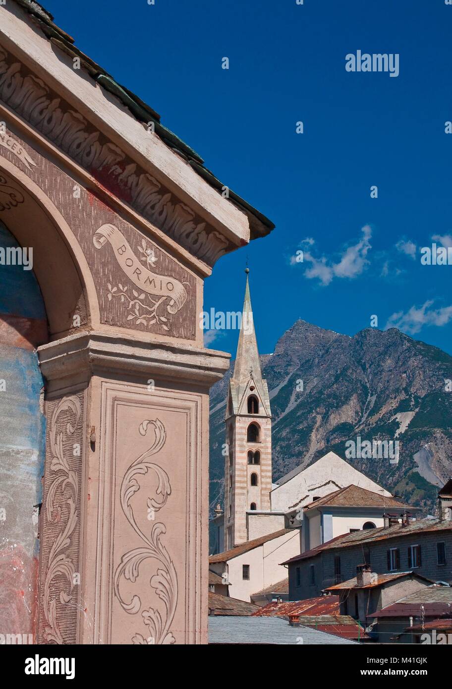 Bormio old town in summer from Combo bridge - Valtellina - Lombardy ...
