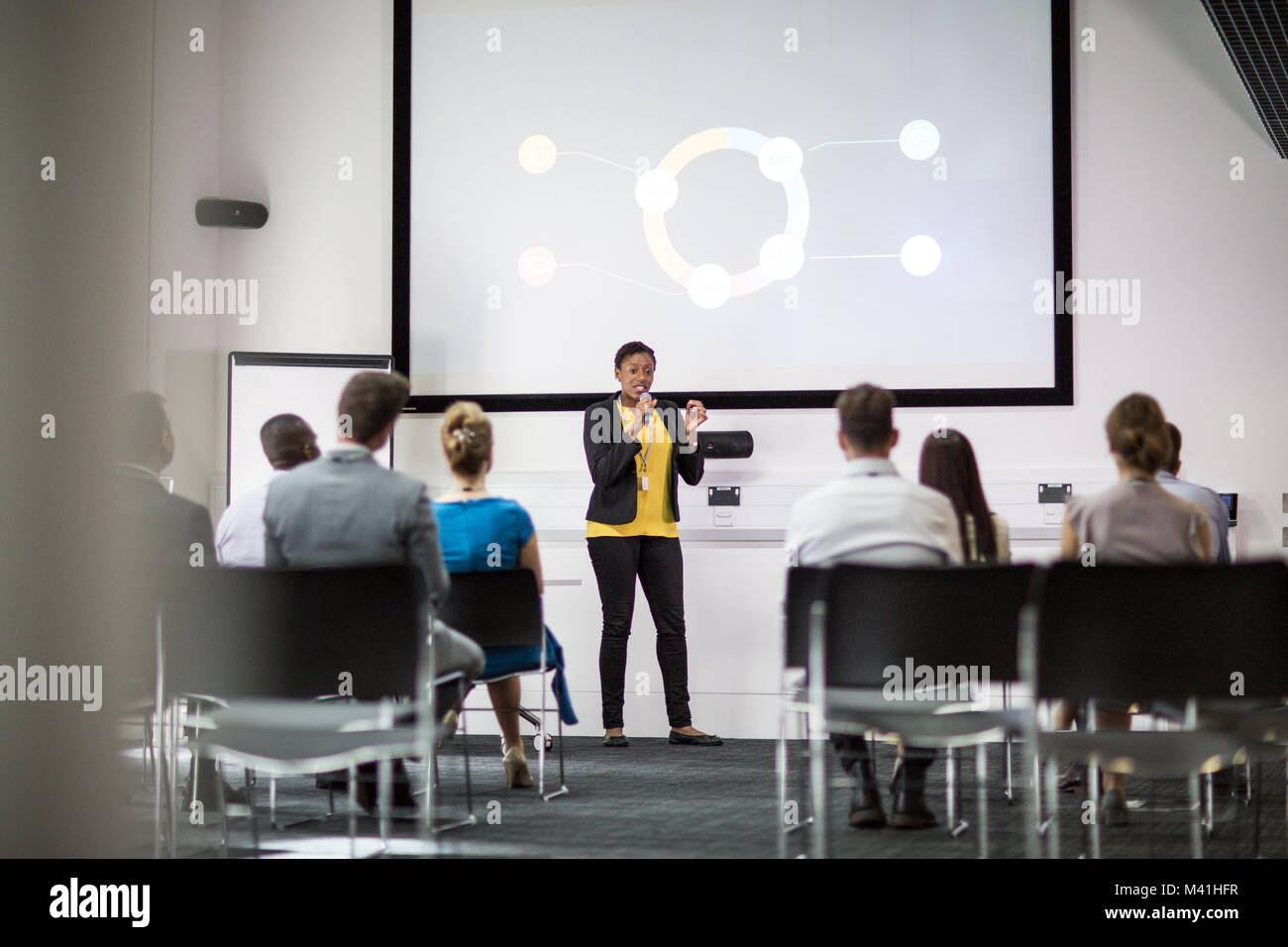 Female executive leading a training conference Stock Photo - Alamy