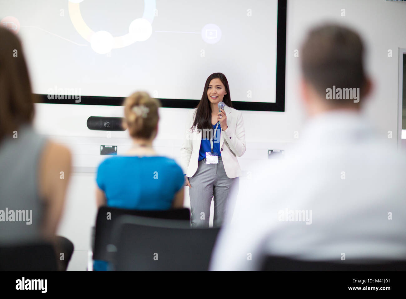 Female executive leading a training conference Stock Photo - Alamy