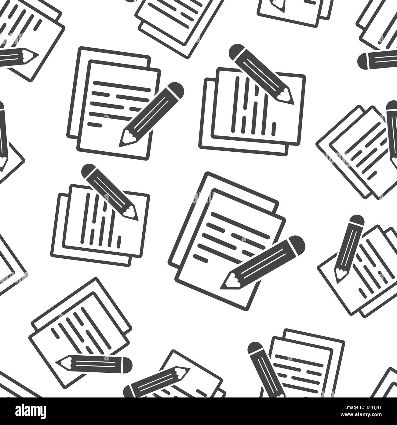 Document with pencil seamless pattern background. Business flat vector ...