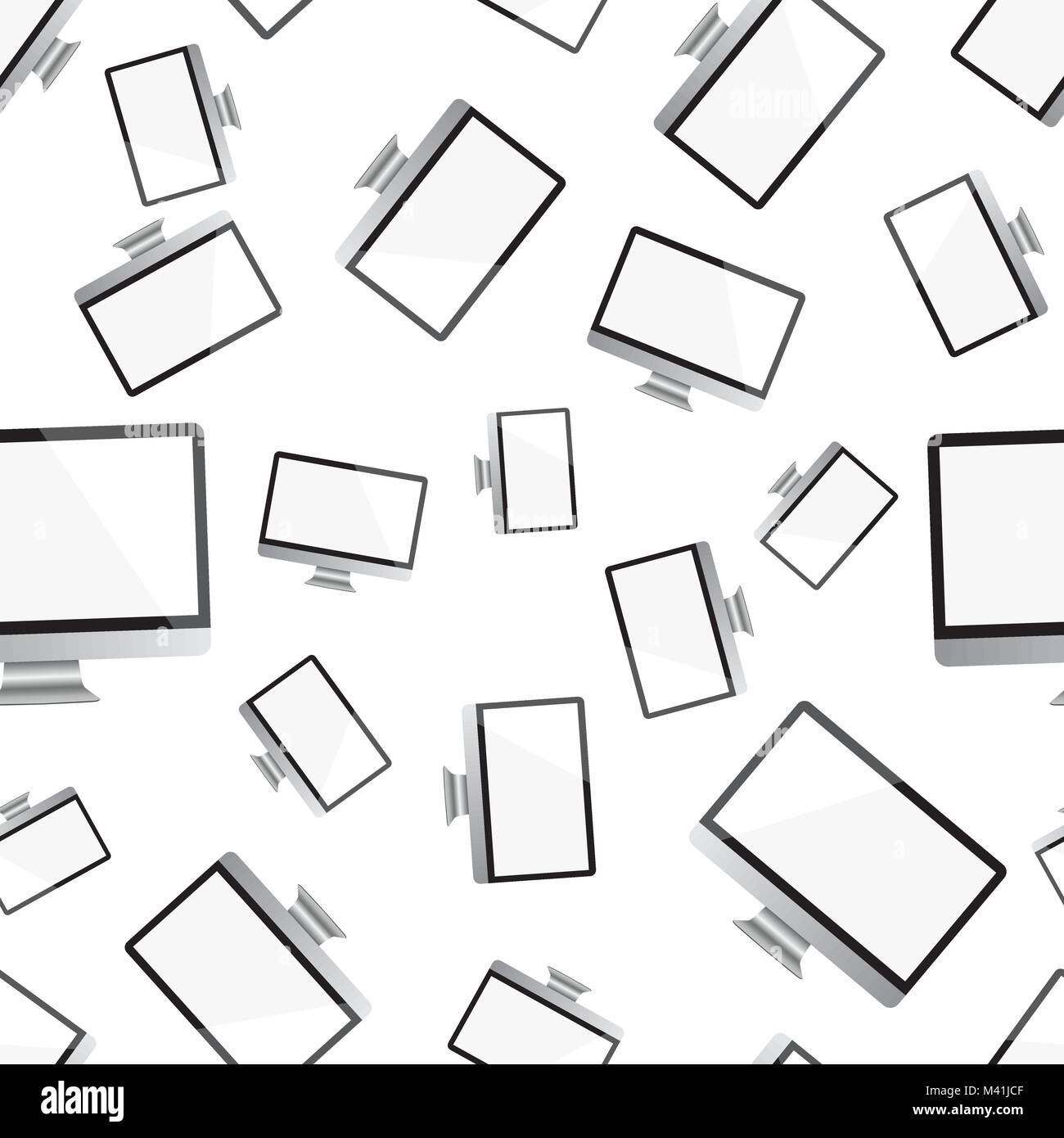 Desktop computer monitor seamless pattern background. Business flat ...