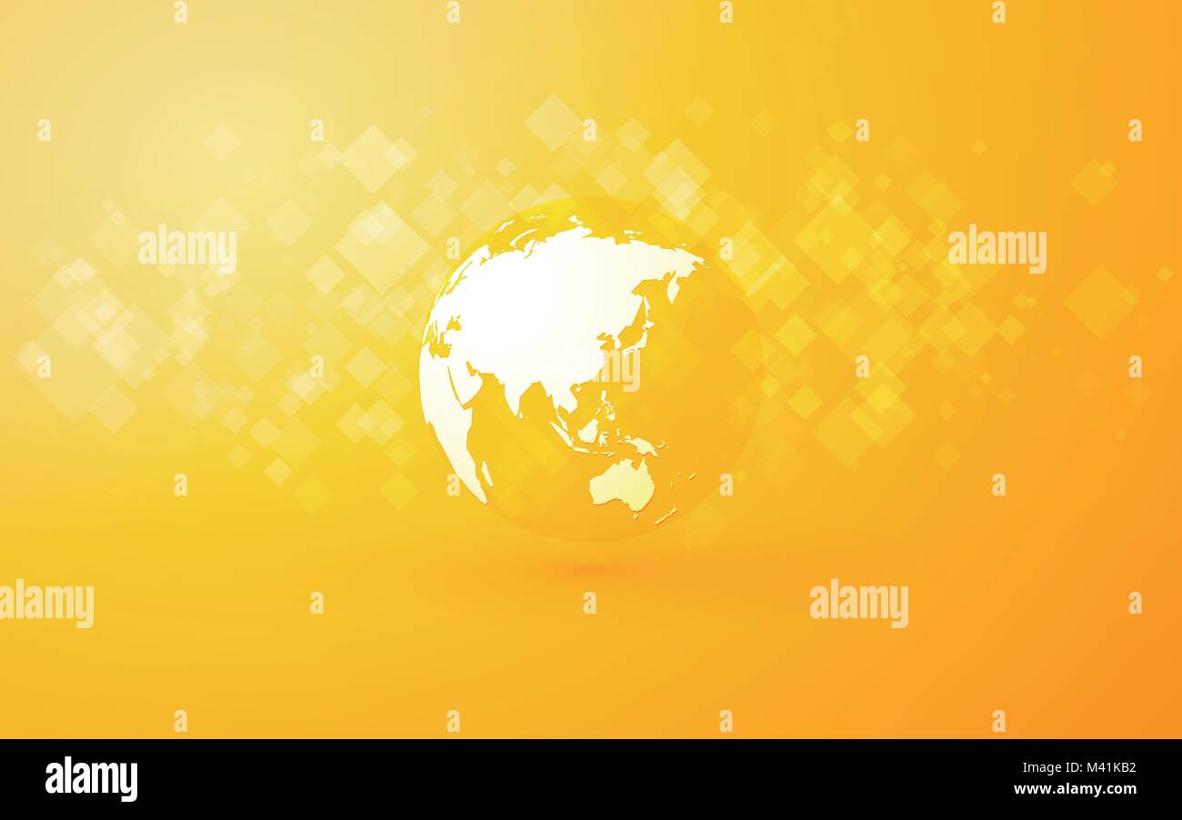 Earth globe with Asia abstract yellow background Stock Vector Image ...