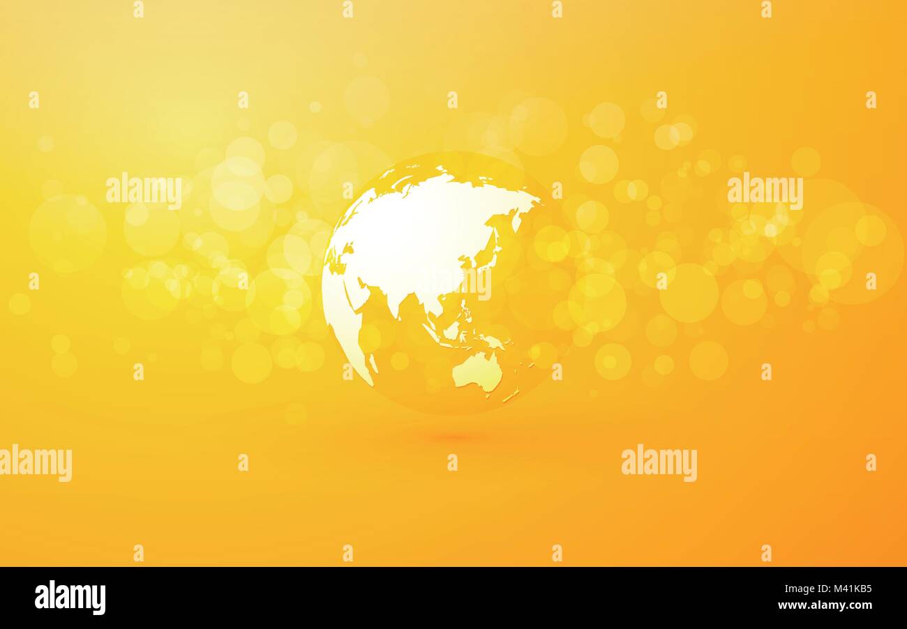Earth globe with Asia abstract yellow background Stock Vector Image ...