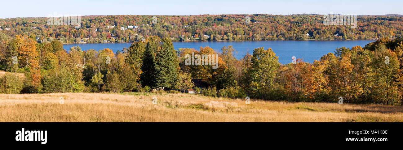 Canada, Quebec Province, Estrie Region, overview of Massawippi Lake in ...