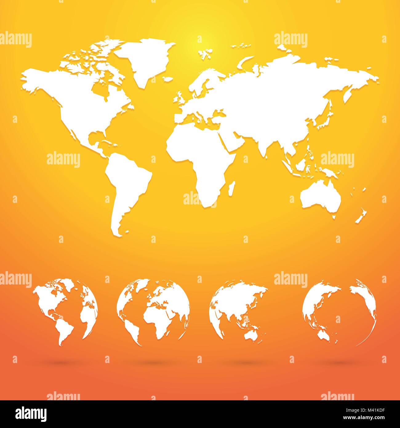 globes planet earth with all continents and world map Stock Vector ...