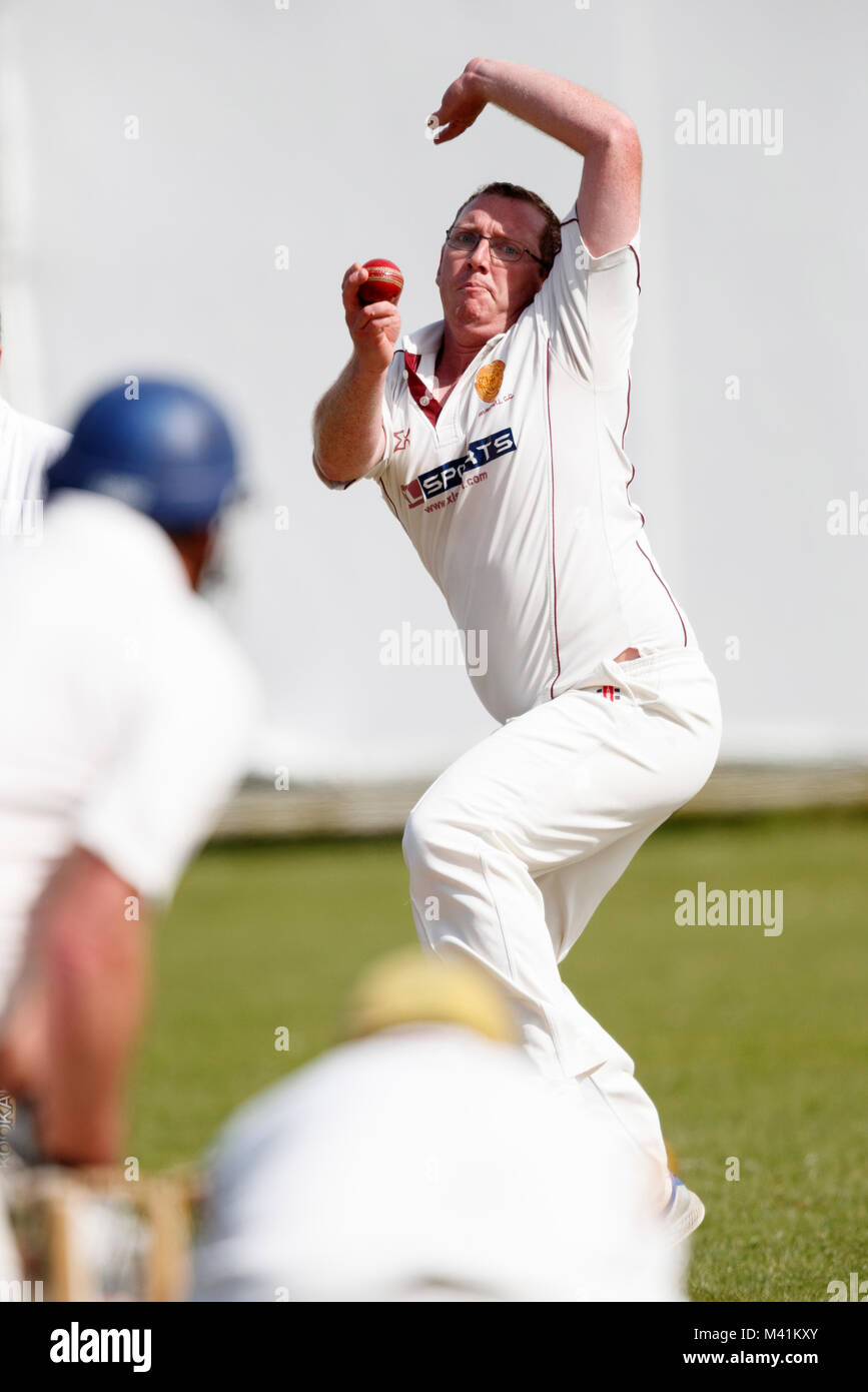 Cricket, bowler in action Stock Photo - Alamy