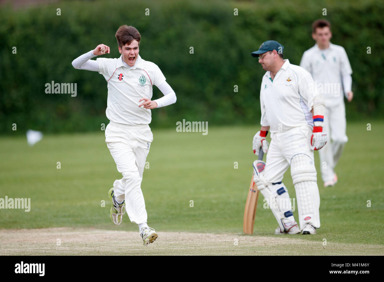 Cricket, bowler celebrating wicket Stock Photo - Alamy