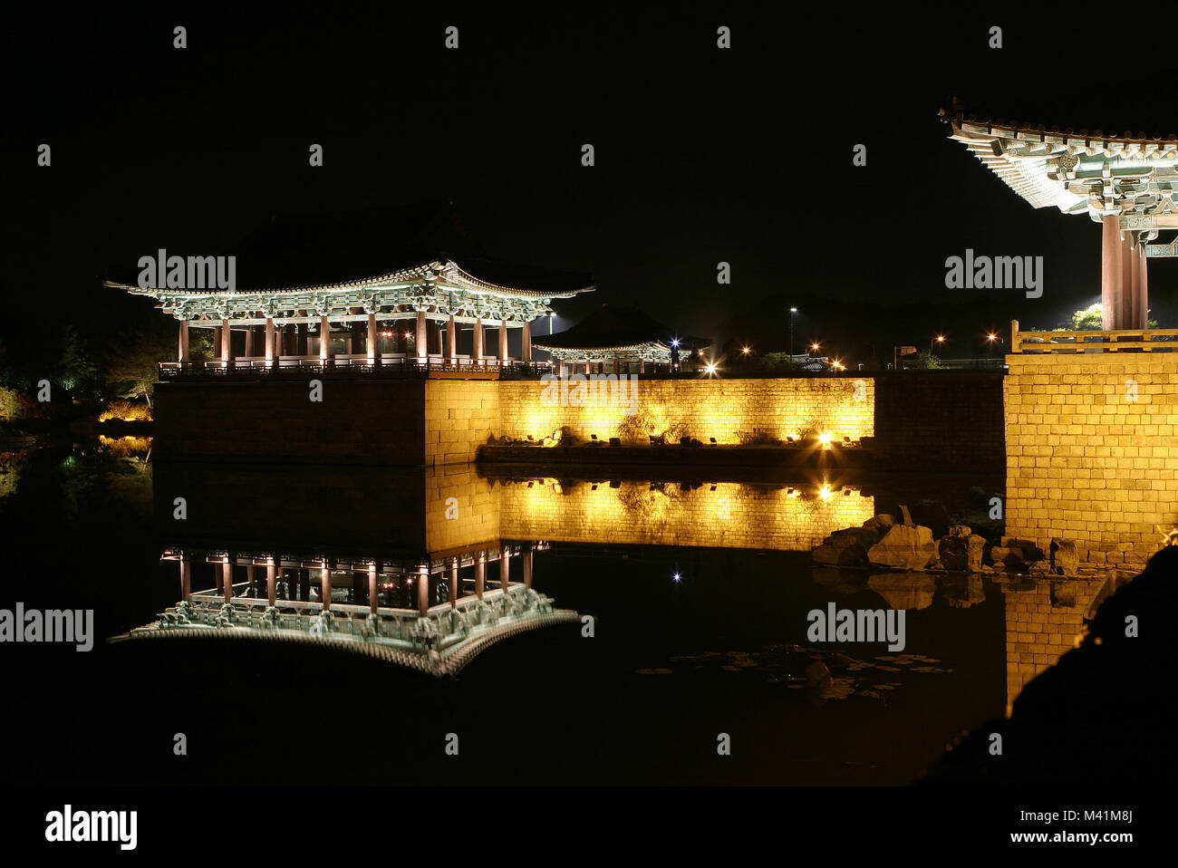 South Korea, Gyeongsangbuk-do Province, Gyeongju, Anapji Pond temples ...