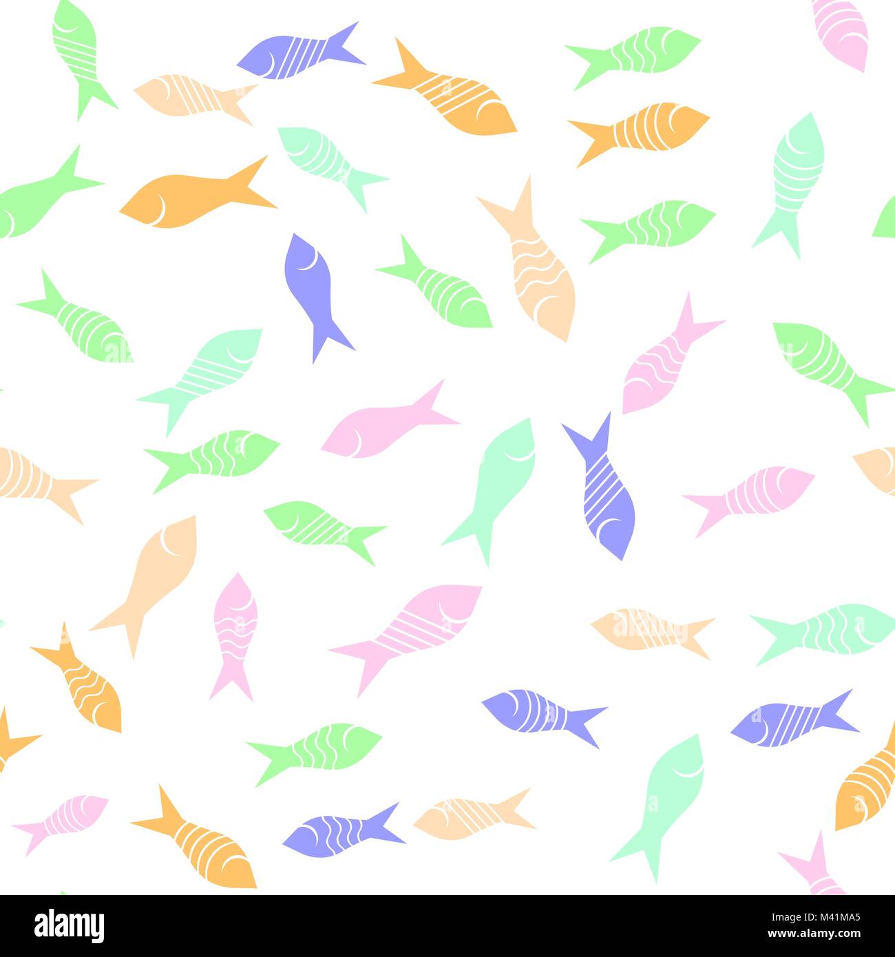 Colored Fish Silhouettes Seamless Pattern Stock Vector Image & Art - Alamy