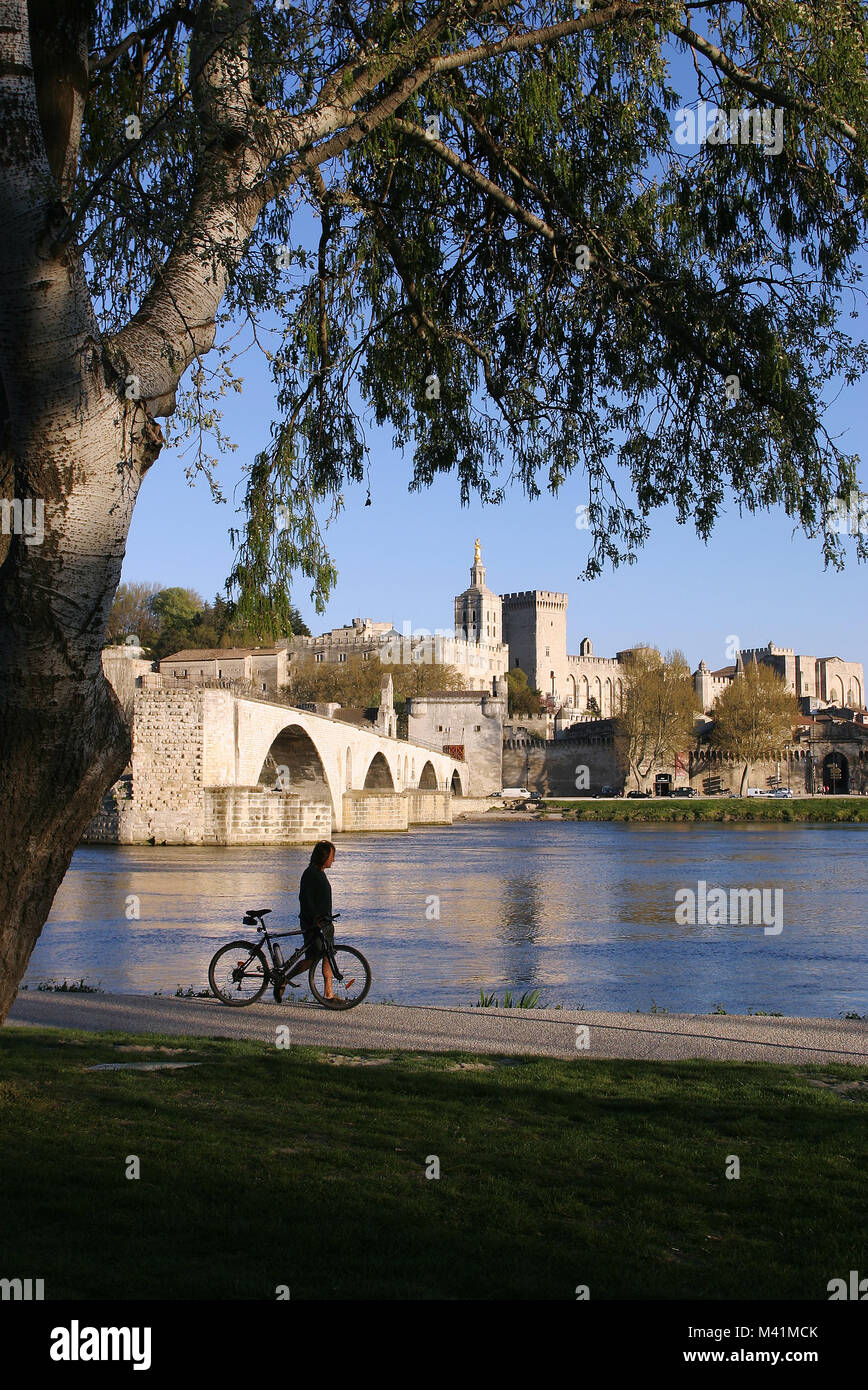 France, Vaucluse, Avignon, old town and Saint Benezet bridge listed as ...