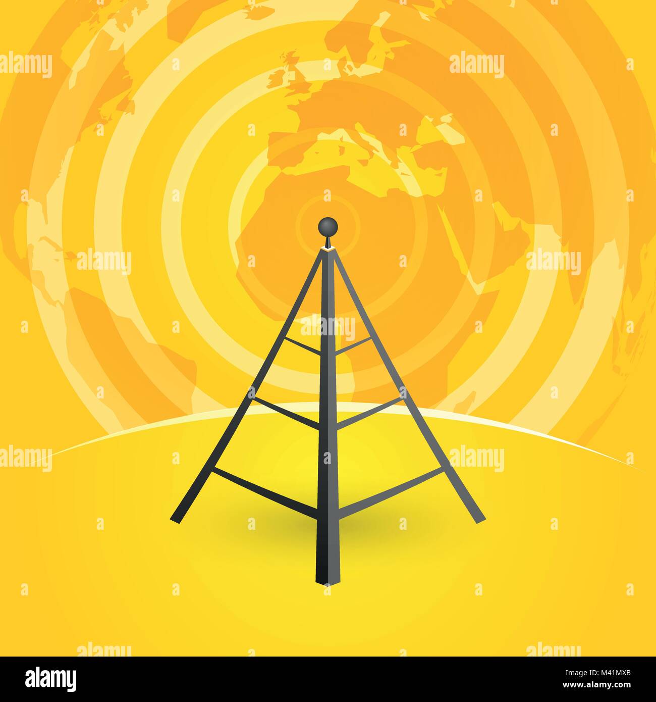 Radio tower transmitter and world map Stock Vector Image & Art - Alamy