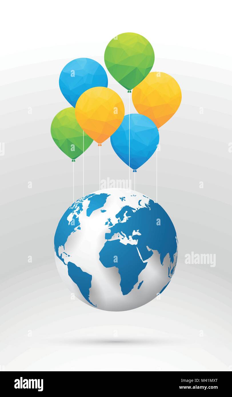 planet earth and colorful balloons Stock Vector Image & Art - Alamy