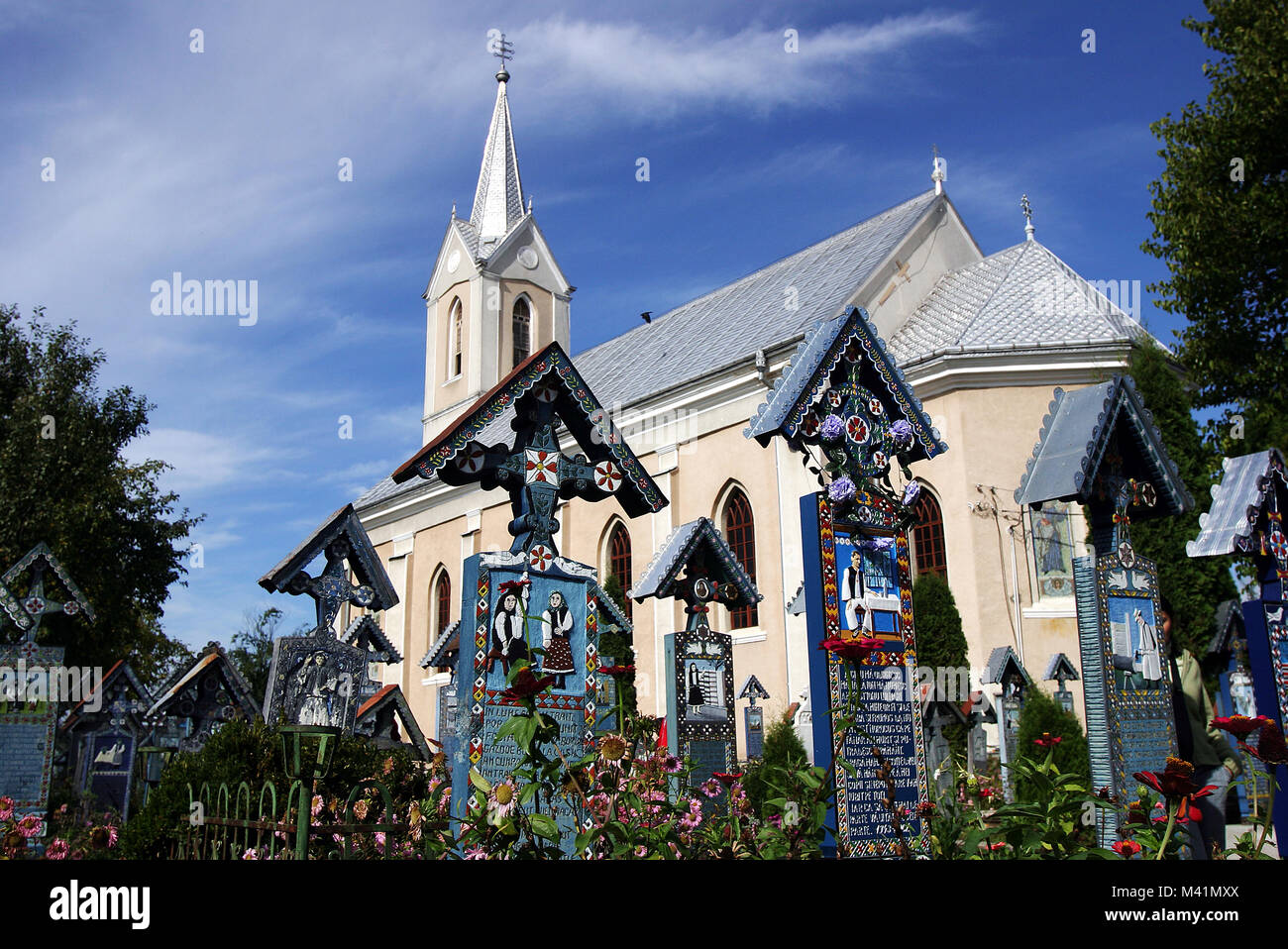Romania, Maramures region, Sapinta village, happy cemetery Stock Photo ...