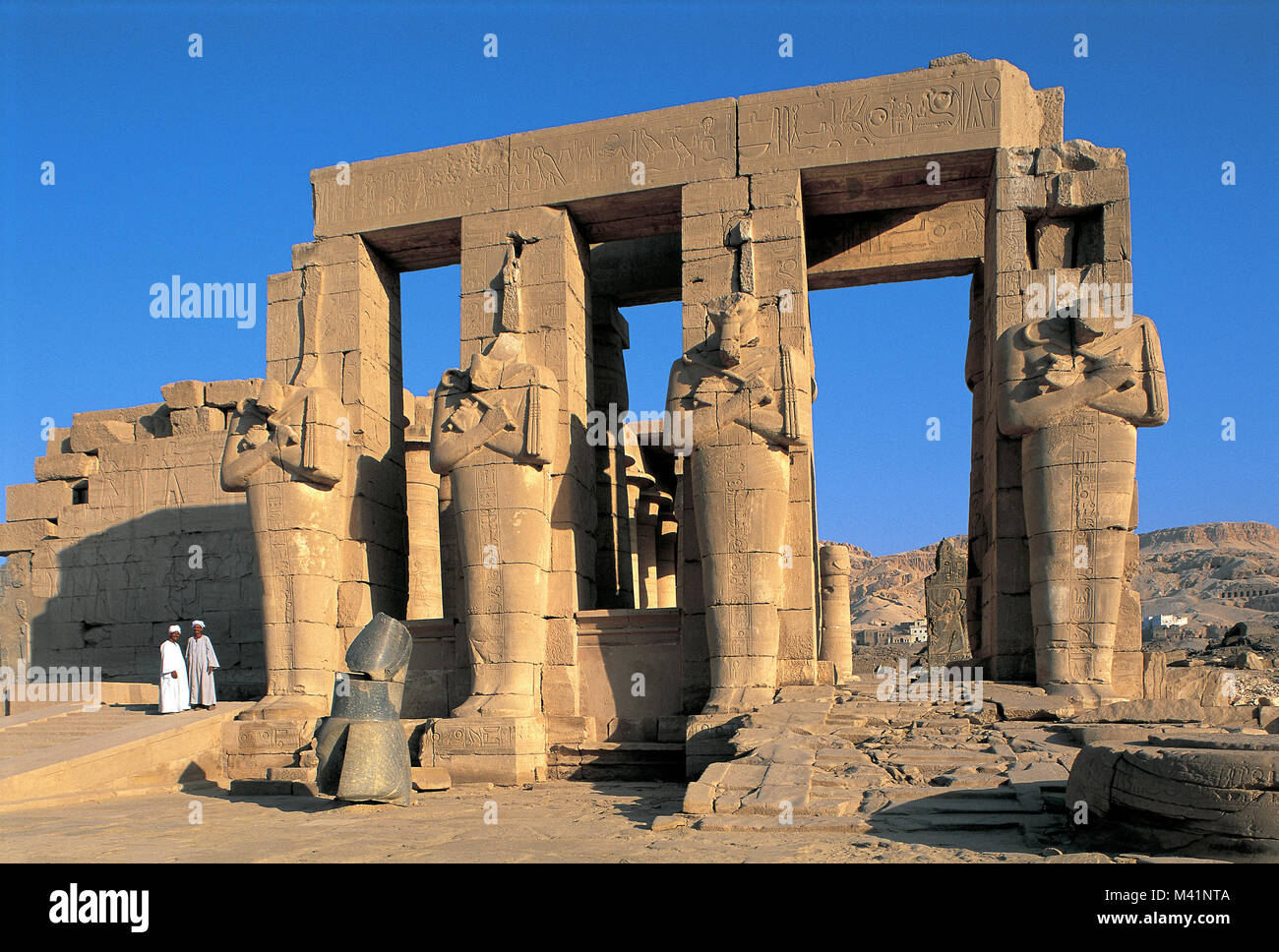 Egypt, Luxor, Ramesseum ruins, Osiris Pillars Stock Photo - Alamy