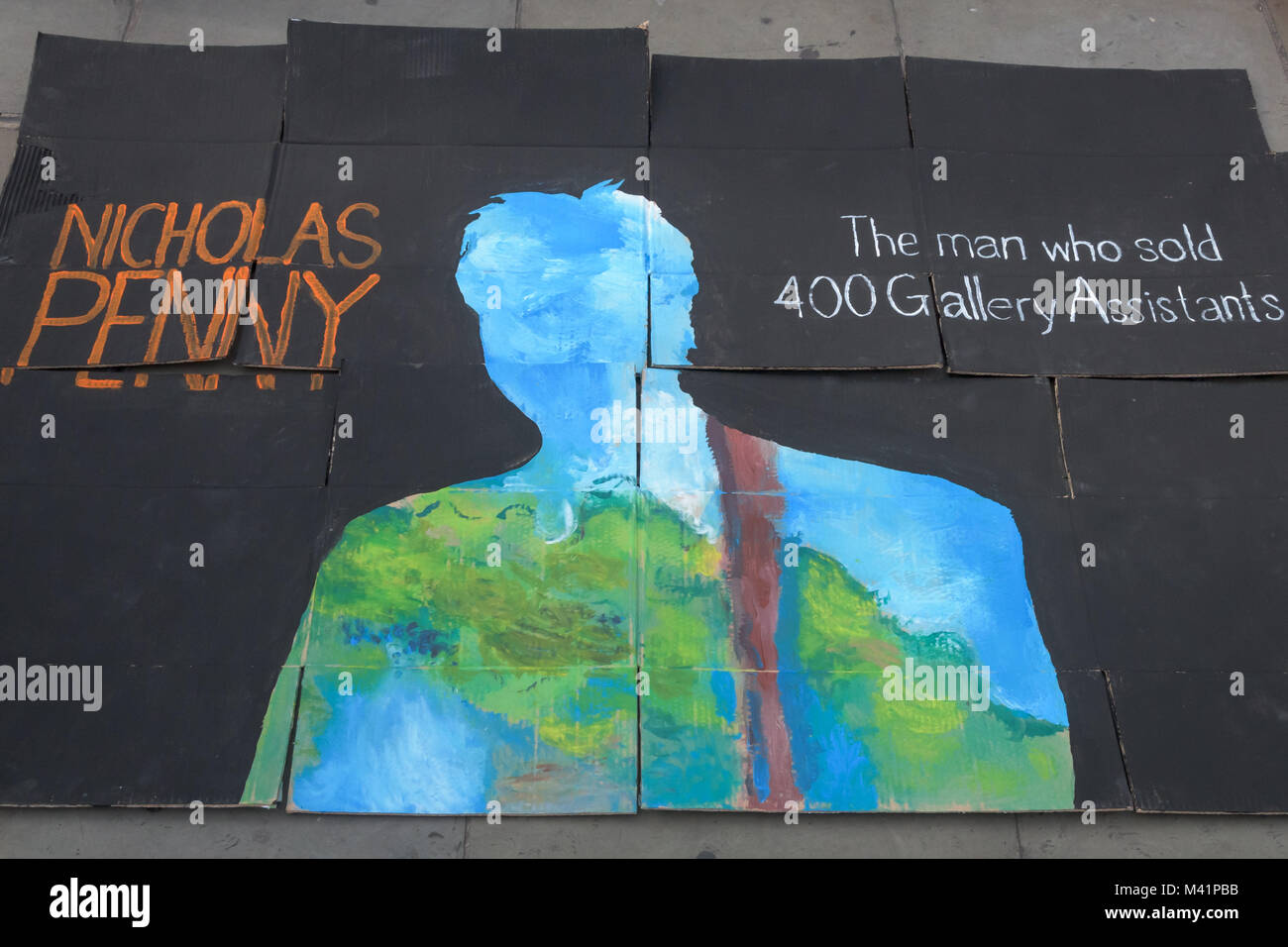 A large poster naming National Gallery director Nicholas Penny as 'The ...