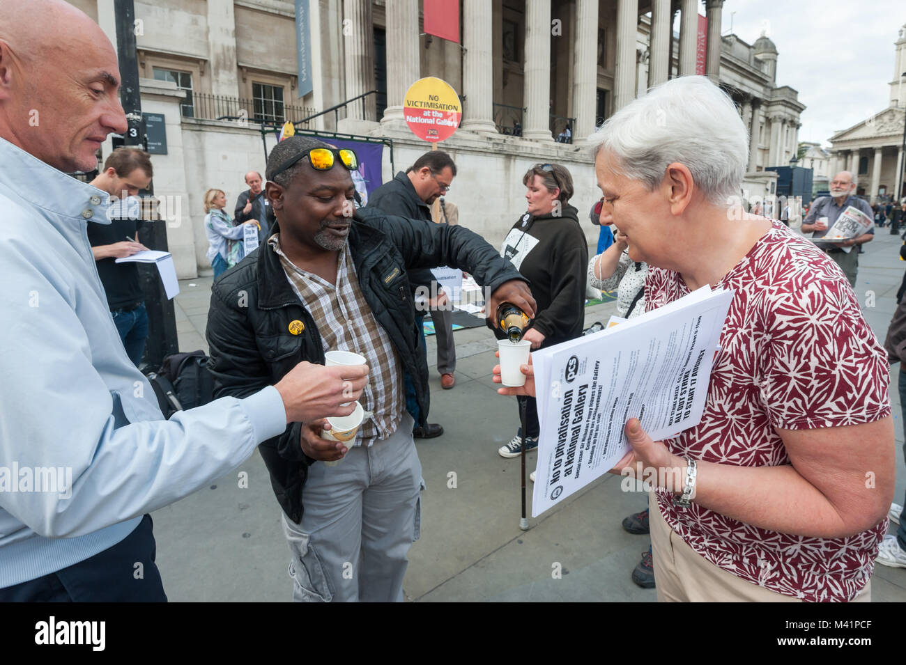 Candy Udwin Gets A Drink At The Alternative Party By Striking Workers In Front Of The National
