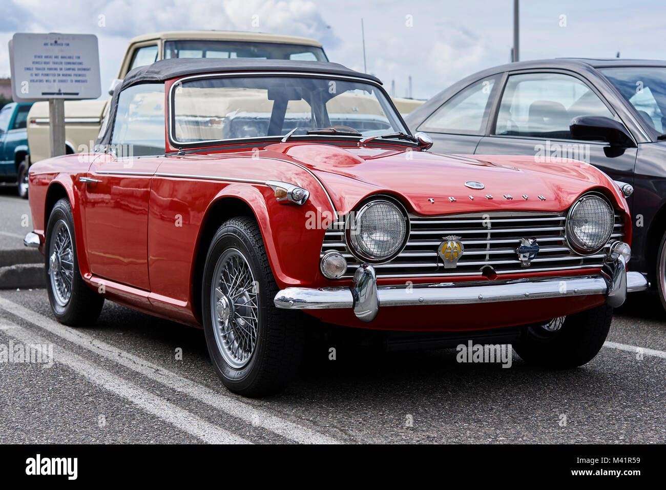 Red Triumph TR 4 sports car Stock Photo - Alamy
