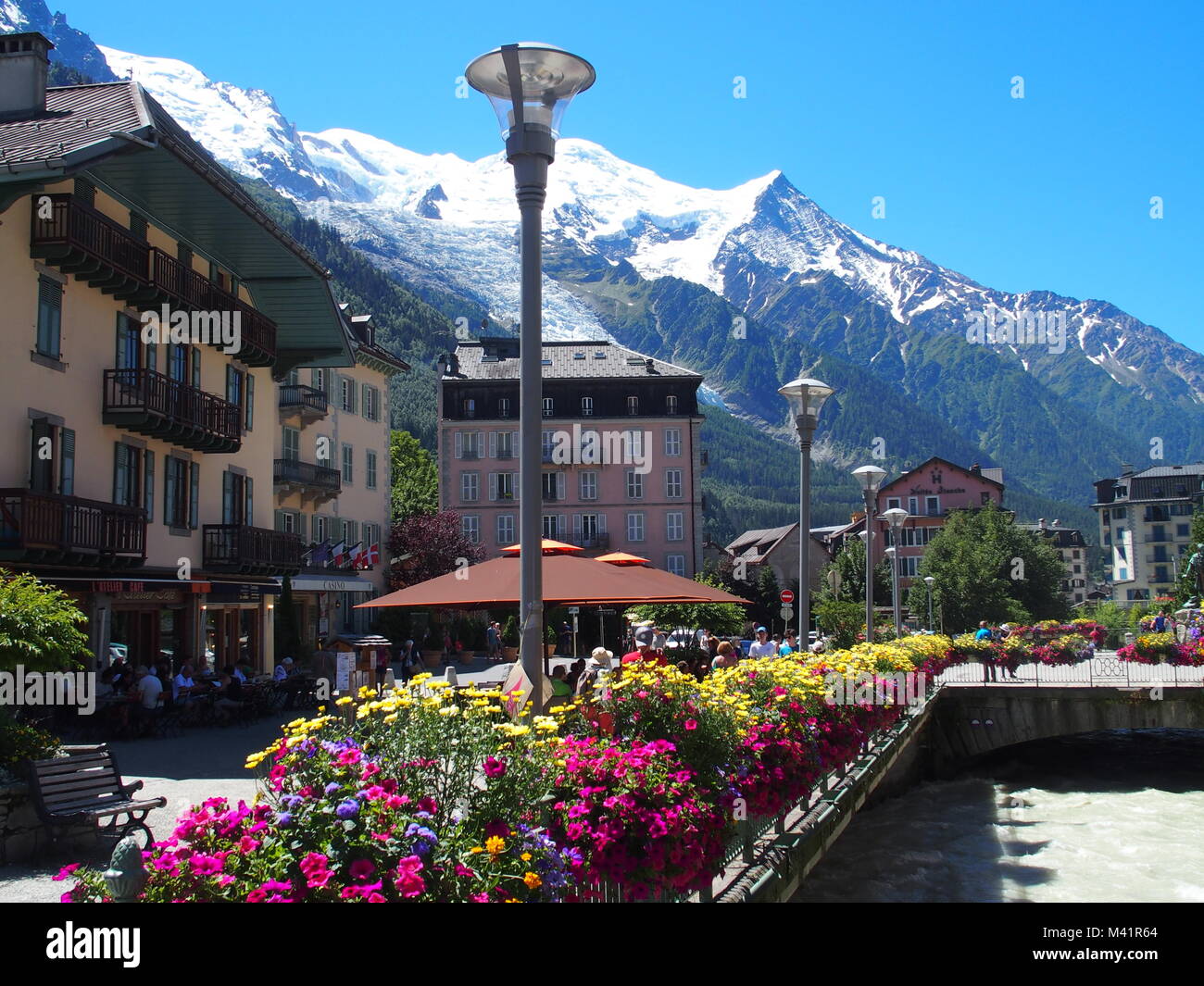 CHAMONIX MONT BLANC, FRANCE EUROPE on JULY 2016: Colorful flowers in ...