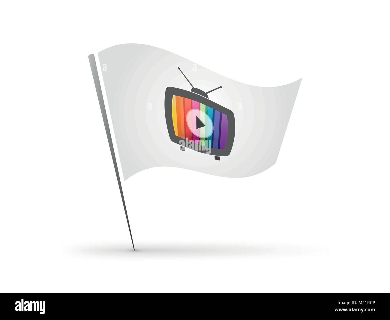 flag with old tv icon Stock Vector Image & Art - Alamy