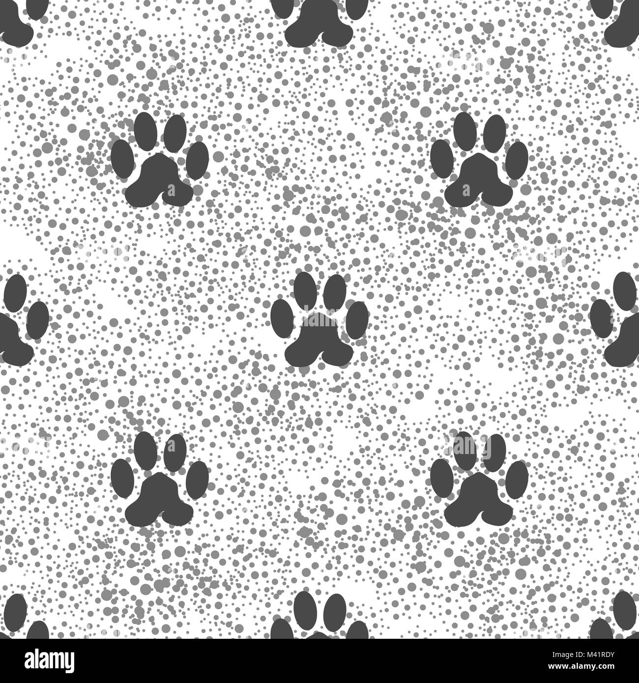 Seamless Cat Animal Paw Pattern. Print of Paw Background Stock Vector ...